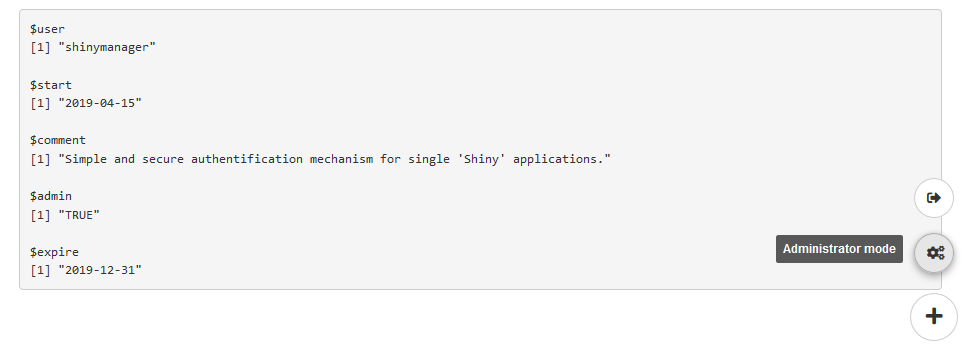 shinymanager : SQLite Admin • shinymanager